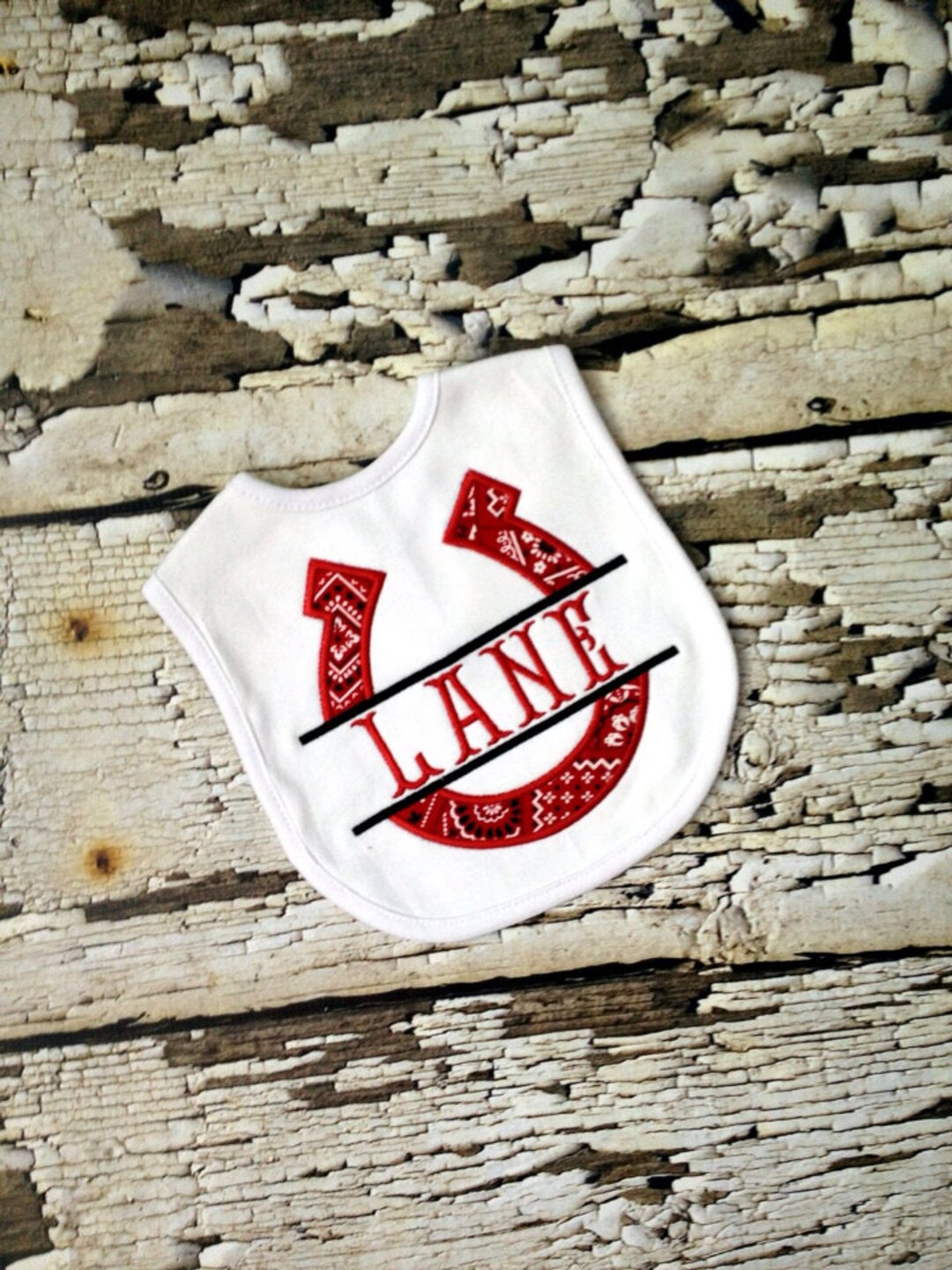 Red Horseshoe Bib - Personalized Western Bib - Red Bib - Monogrammed ...