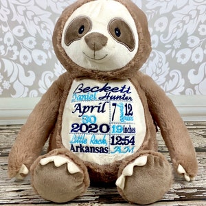 Birth Announcement Stuffed Animal - Embroidered Stuffed Animal - Baby ...