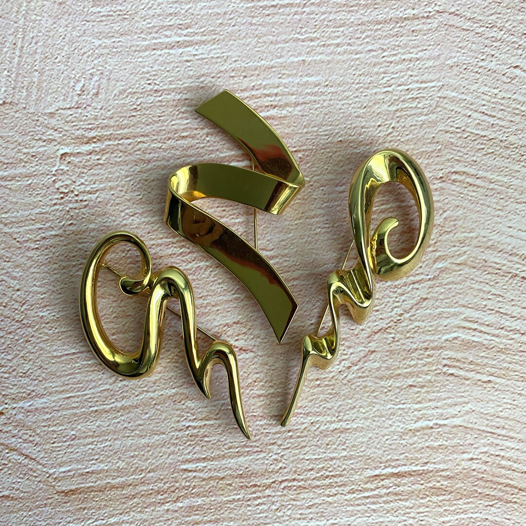 Vintage 1990s Squiggle Pins Set of 3 Zig Zag Brooch, Minimalist Jewelry ...