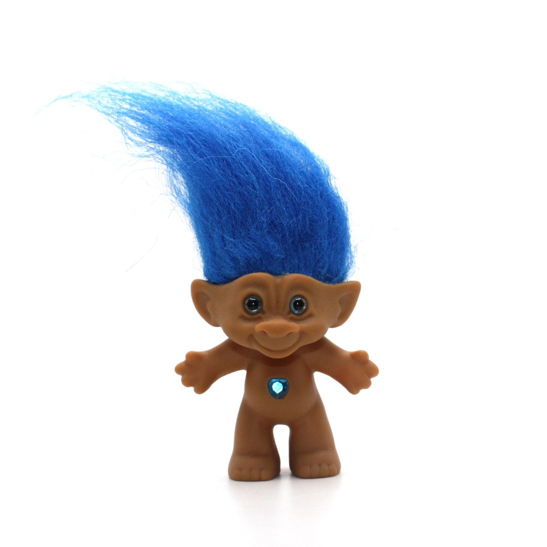 Vintage Treasure Trolls Blue Hair Blue Eyes Blue Hair Wishstone Ace ...