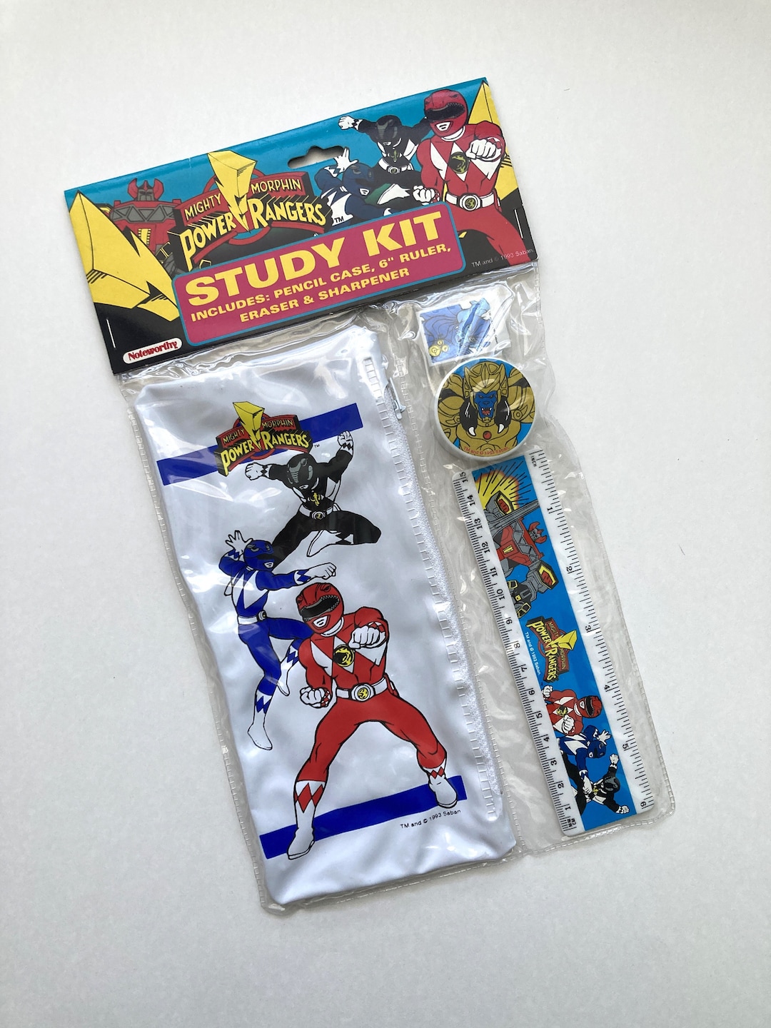 Vintage Mighty Morphin Power Rangers Study Kit - Pencil Case, Ruler ...