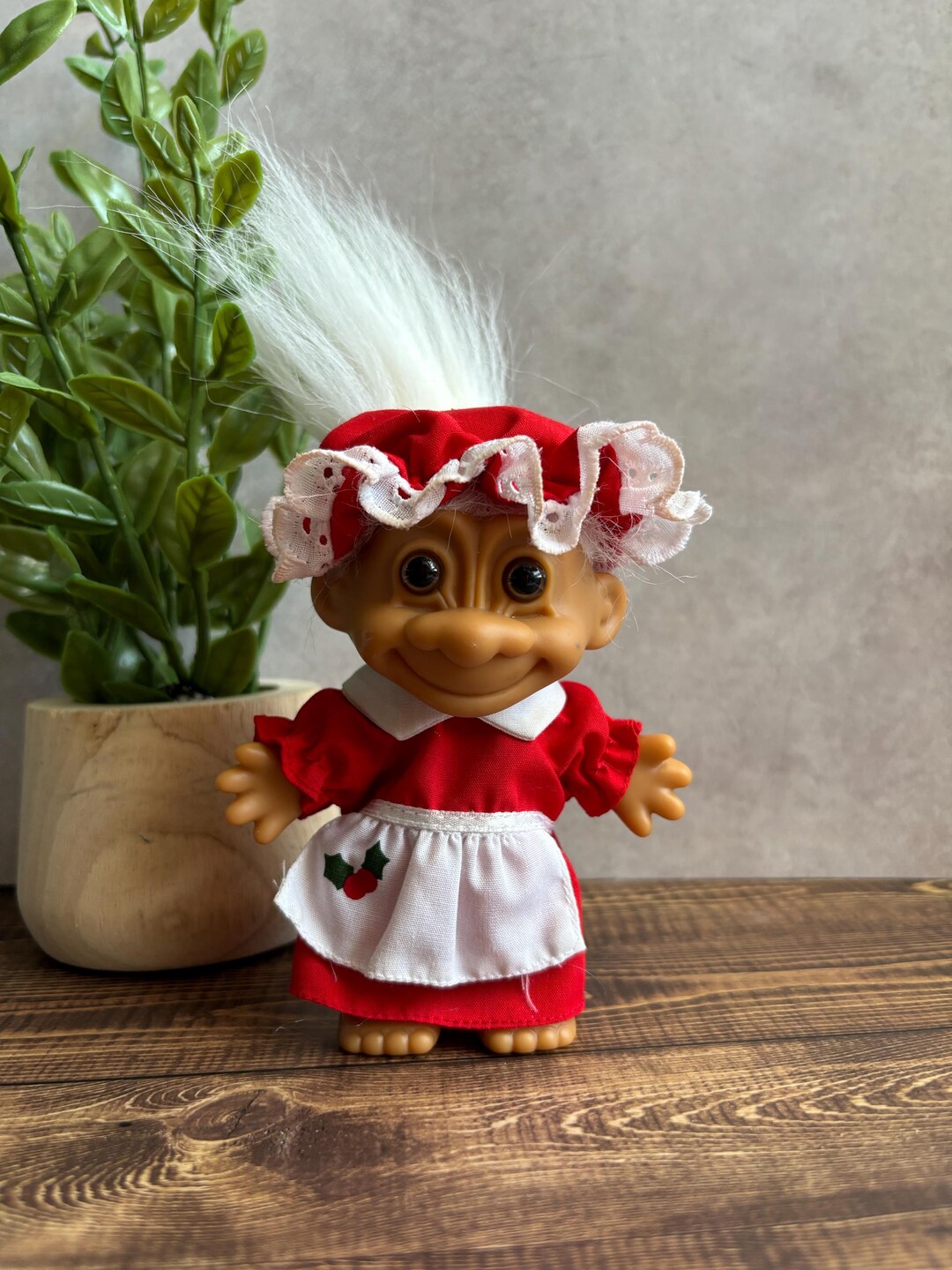 Vintage Russ Troll - Mrs. Claus - White Hair - Brown Eyes - Russ Troll ...