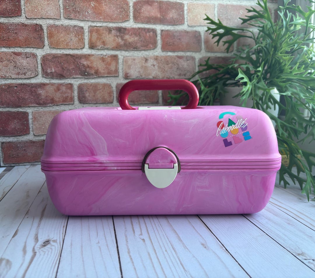 Vintage 90s Marble Pink Caboodle Makeup Case Fuchsia Handle