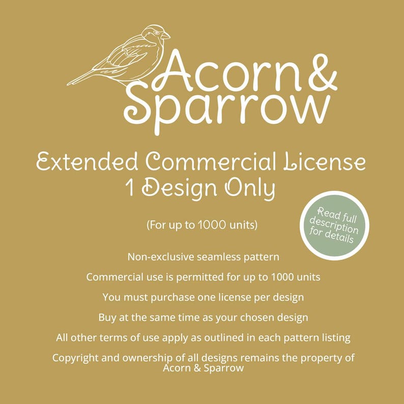 Extended Commercial License per ONE Seamless Pattern Design up to 1000 ...