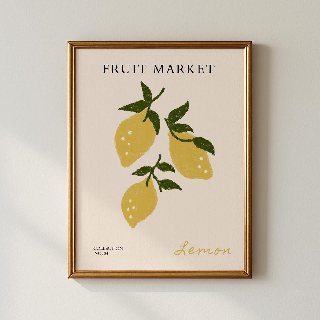 Lemon Trio Kitchen Print - Vintage Botanical Watercolor (digital ...