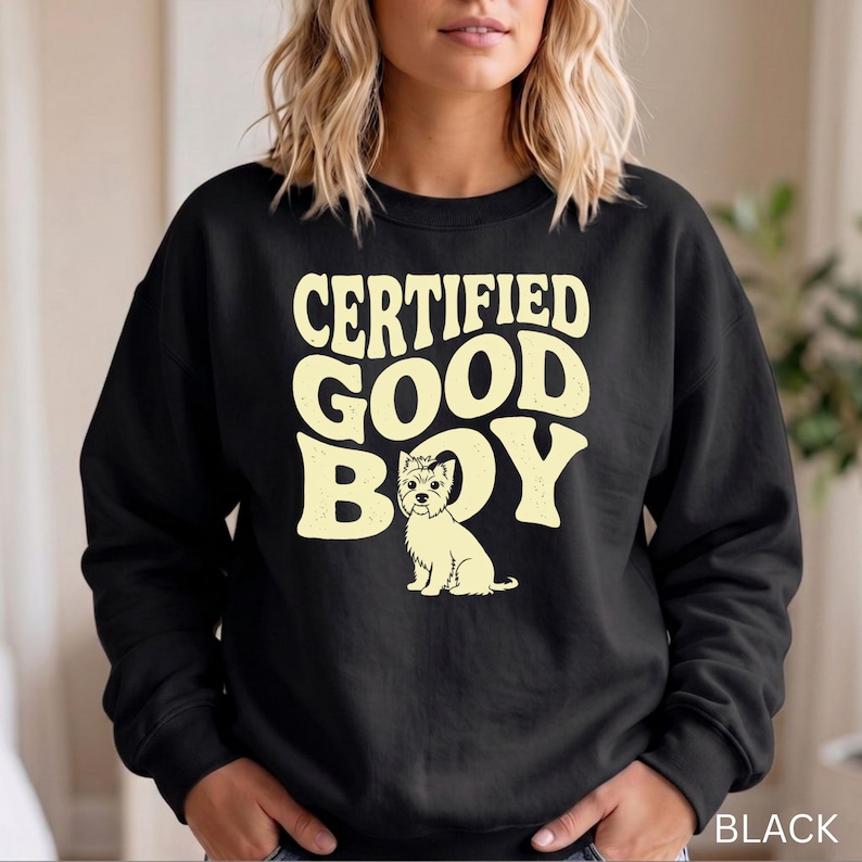 Certified Good Boy Yorkie Sweatshirt, Vintage Washed Dog Lover Shirt ...