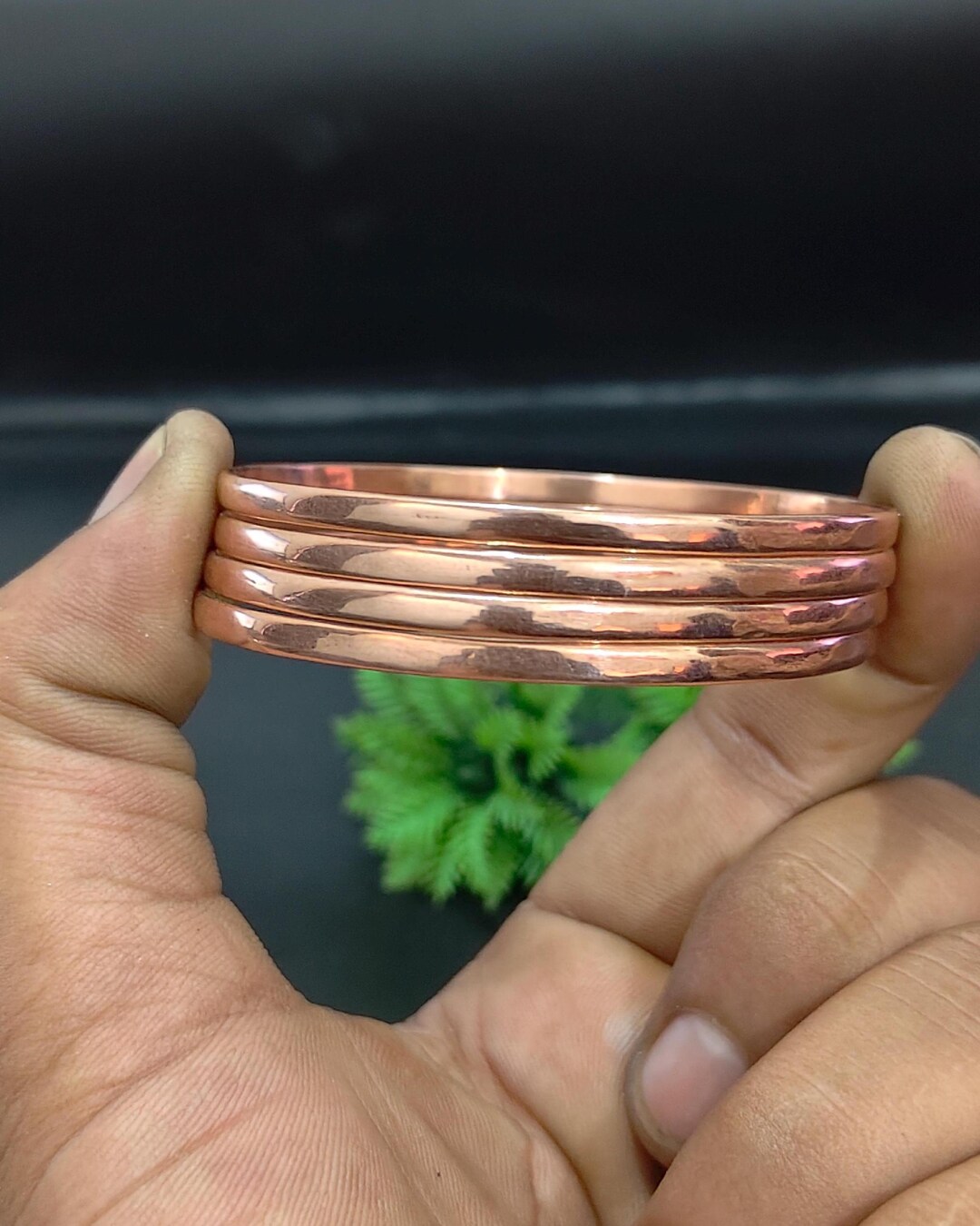Solid Pure Copper Twisted Cuff Bracelets, Hammered Finish, Indian ...