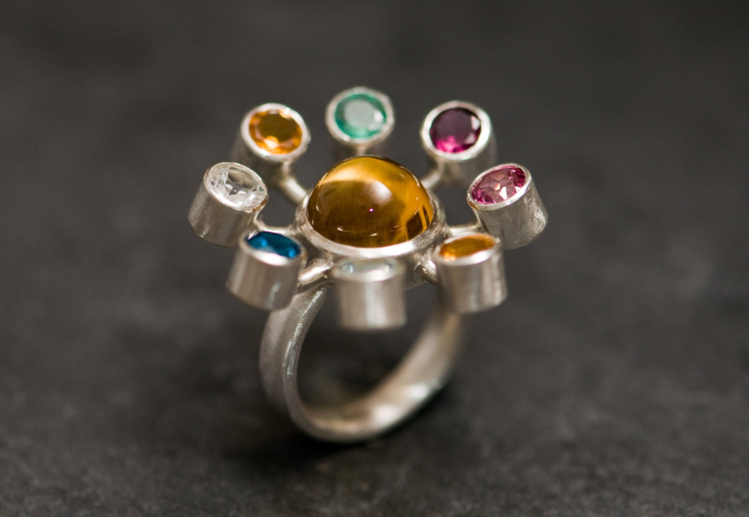 Solar System Ring Large Statement Ring With Amethyst Citrine - Etsy UK