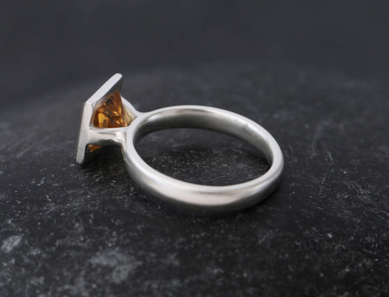 Square Citrine Engagement Ring, Princess Cut Yellow Stone Ring - Etsy UK