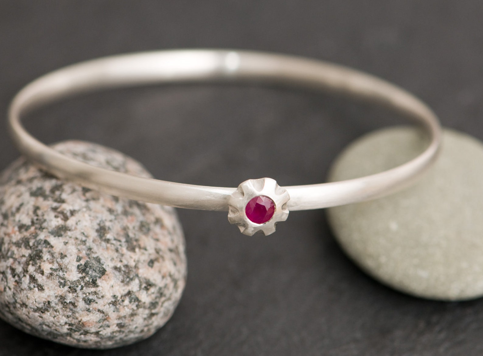 Ruby Bangle in Sterling Silver - Ruby Bracelet - Etsy
