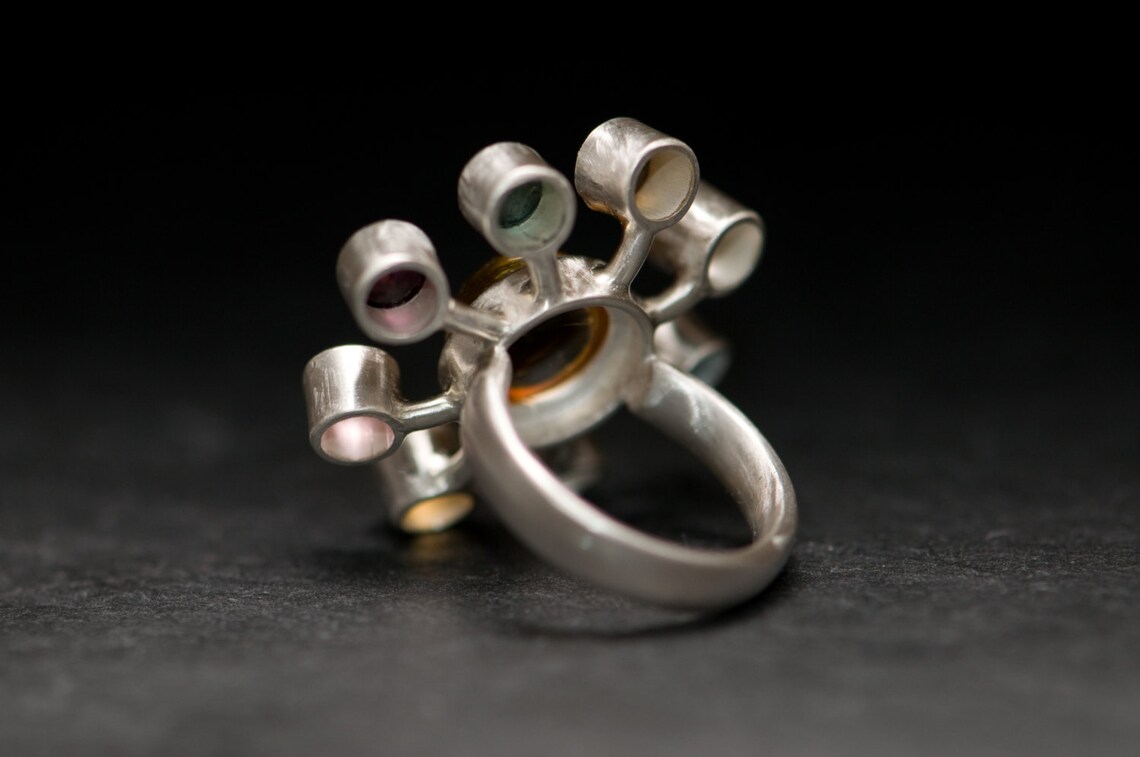 Solar System Ring Large Statement Ring With Amethyst Citrine - Etsy UK