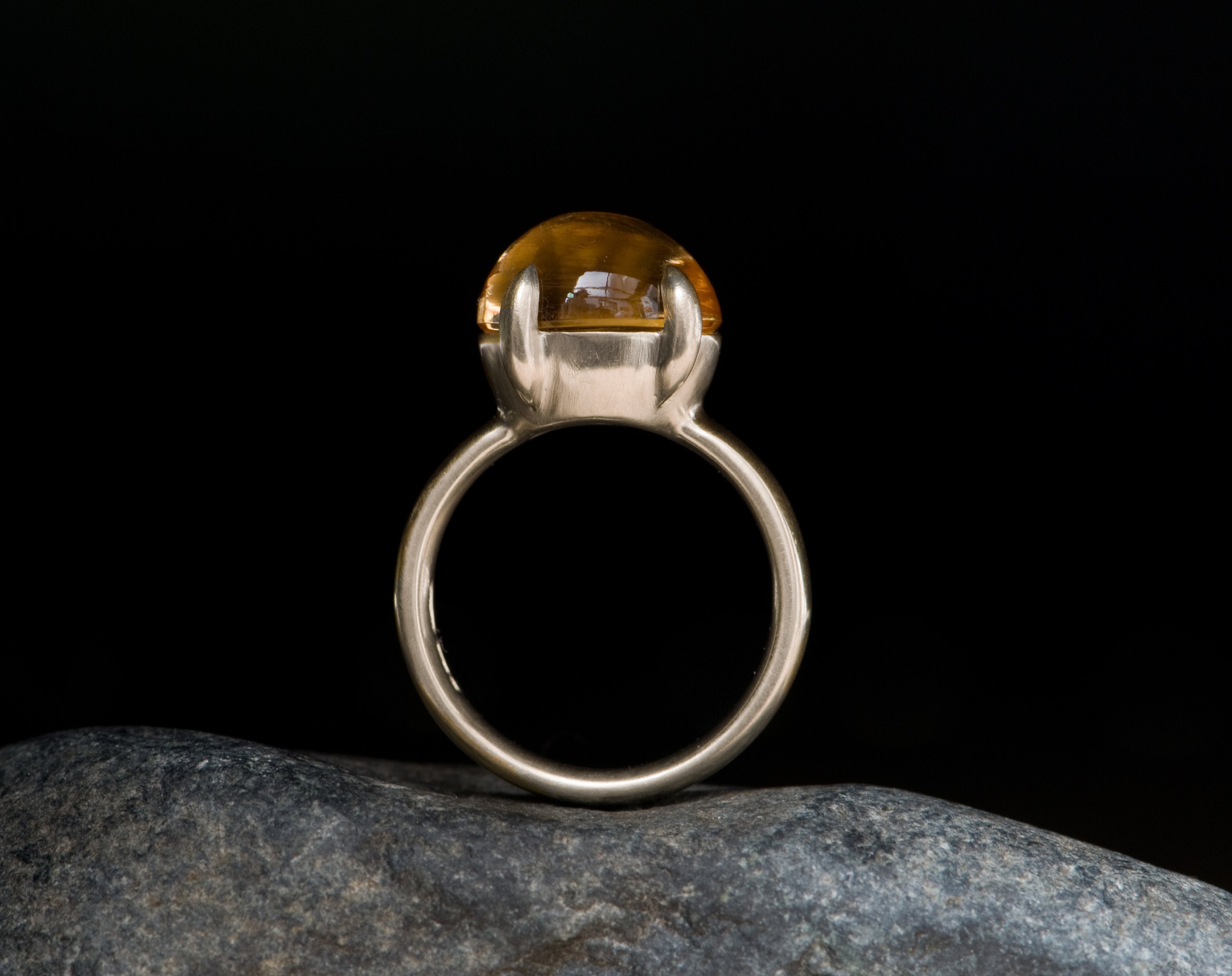 Large Citrine Cab Ring in 18K Gold, Big Yellow Gem Ring, Gift for Her ...