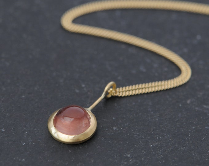 Sunstone Necklace in 18K Gold - Sunstone Cabochon Pendant - Etsy