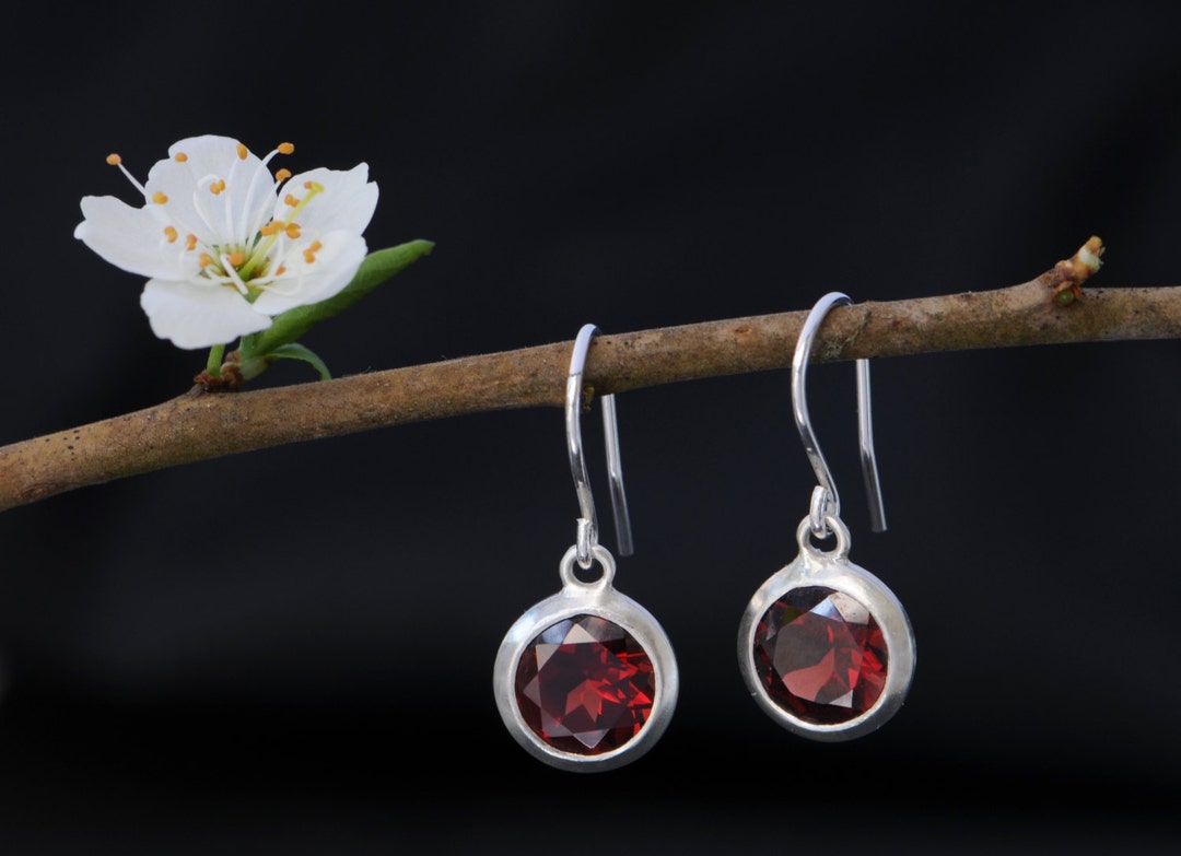 Red Garnet Drop Earrings, Dangle Earrings Christmas Gift - Etsy