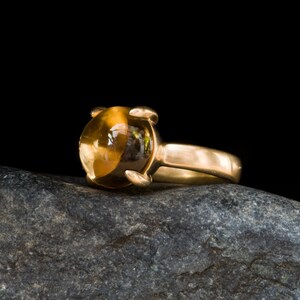 Large Citrine Cab Ring in 18K Gold, Big Yellow Gem Ring, Gift for Her ...