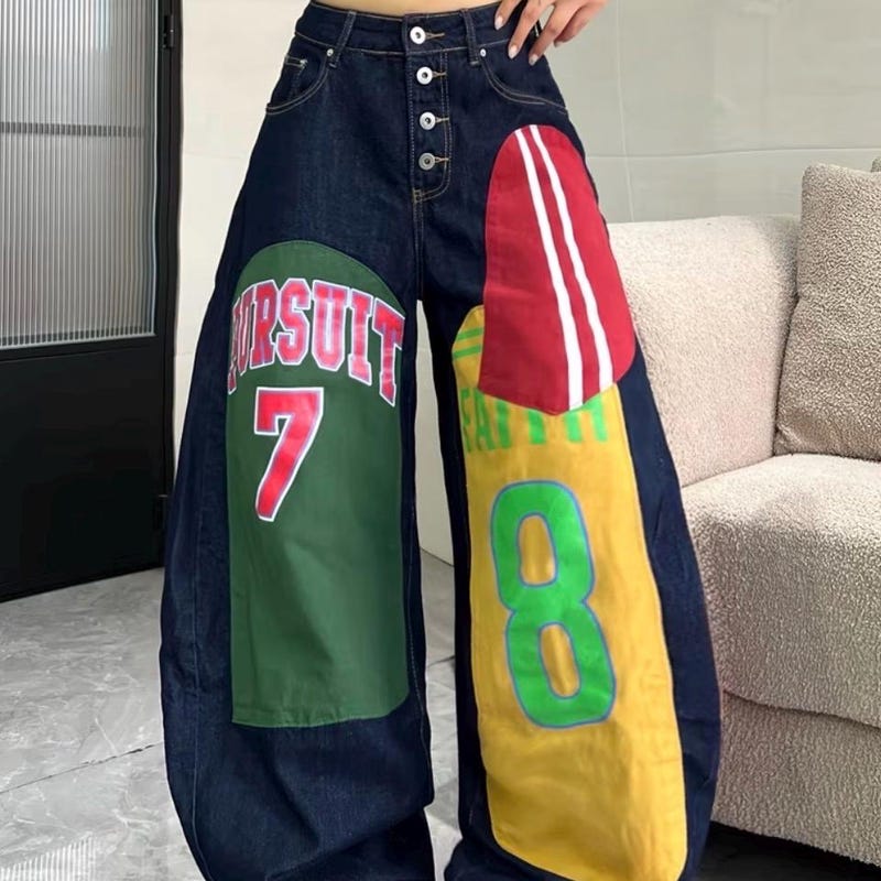 Patchwork Women S Jeans - Etsy