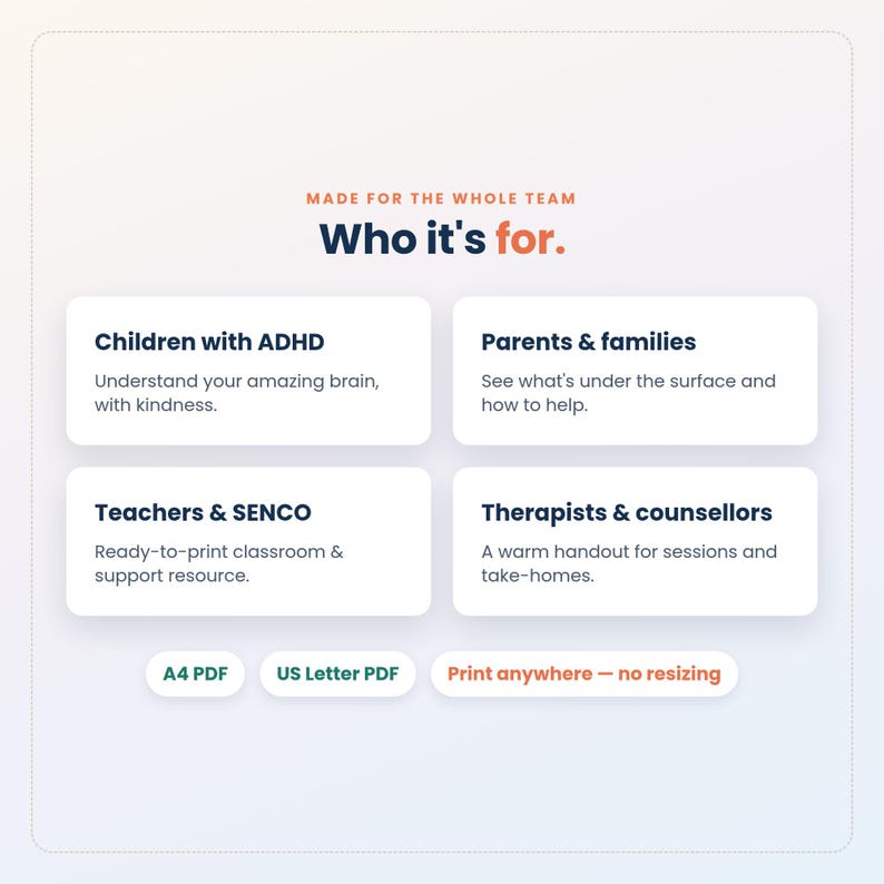 ADHD Visual Guide for Kids Printable, Understanding ADHD Iceberg ...