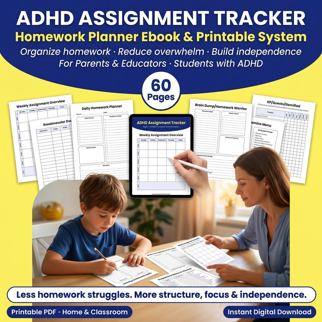 ADHD Student Planner & Homework Tracker | Printable to Do List Digital ...