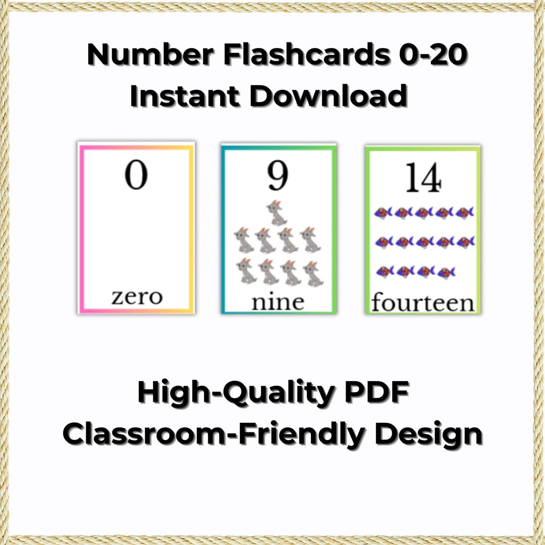 Number Flashcards 0–20 Bundle | Preschool Math Printable | Counting ...
