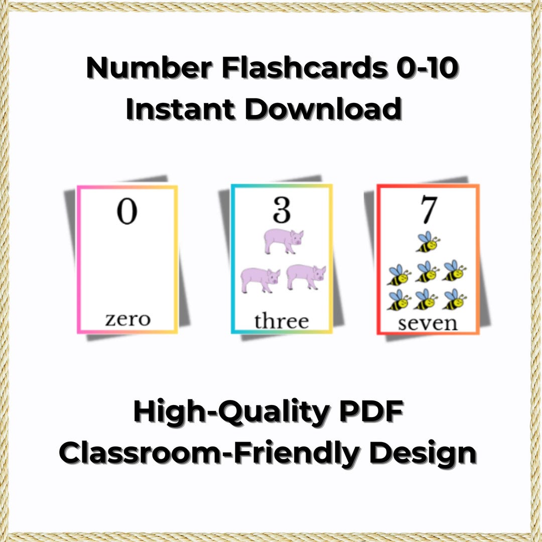 Number Flashcards 0–10 | Preschool Math Printable | Counting Cards ...
