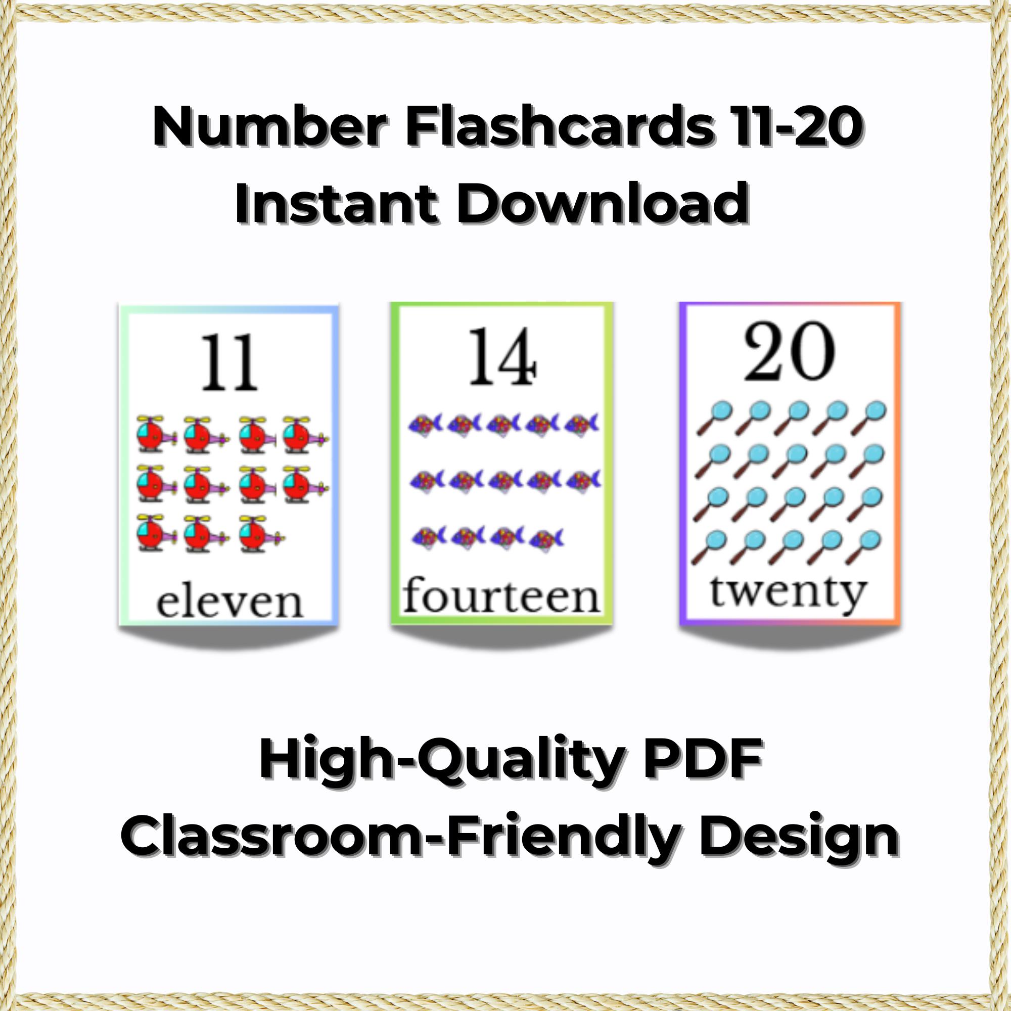 Number Flashcards 11–20 | Teen Numbers Printable | Preschool Math ...