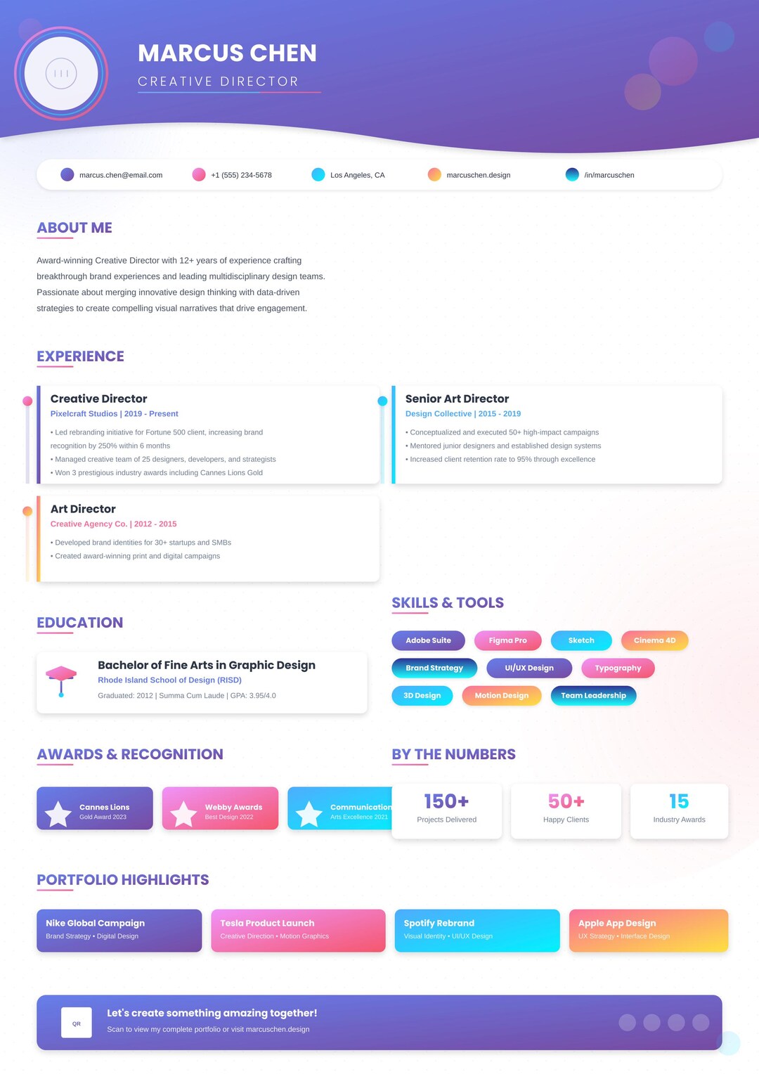 Modern Creative Resume Template | Vibrant CV Design | Editable SVG ...