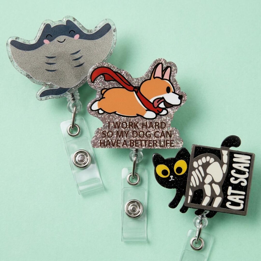 Funny Animal Enamel Pins Set – Cute Dog, Cat, Manta Ray Lapel Pins for ...