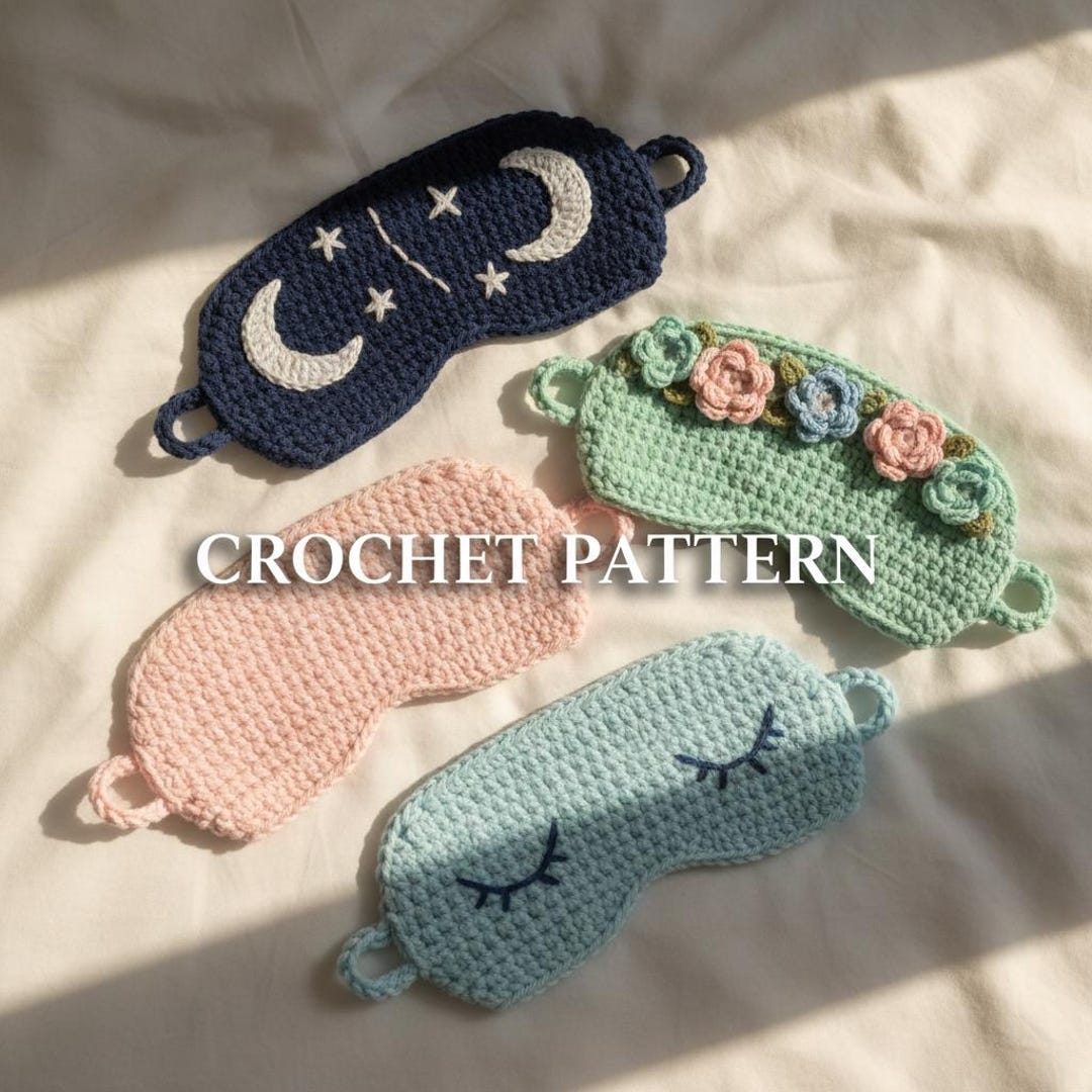 Sweet Dreams Sleep Mask Crochet Pattern, 4-in-1 Eye Mask PDF, Moon ...