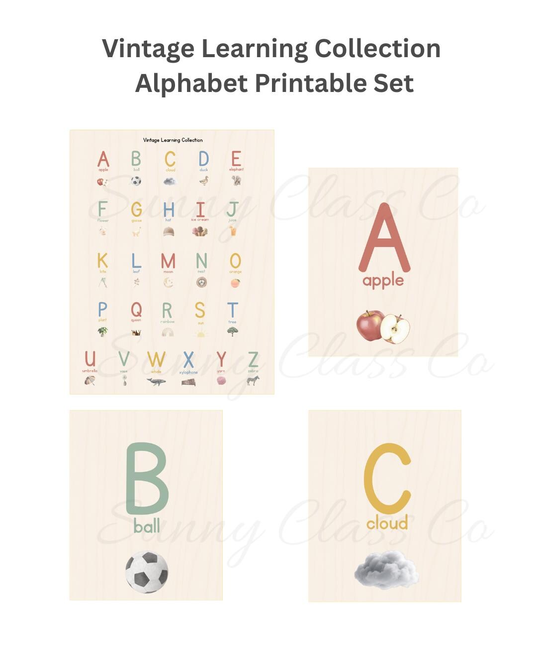 Vintage Learning Alphabet Posters | ABC Classroom Decor (digital ...