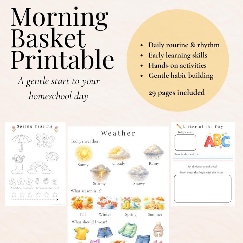 Morning Basket Printable | Preschool Early Childhood Routine (digital ...