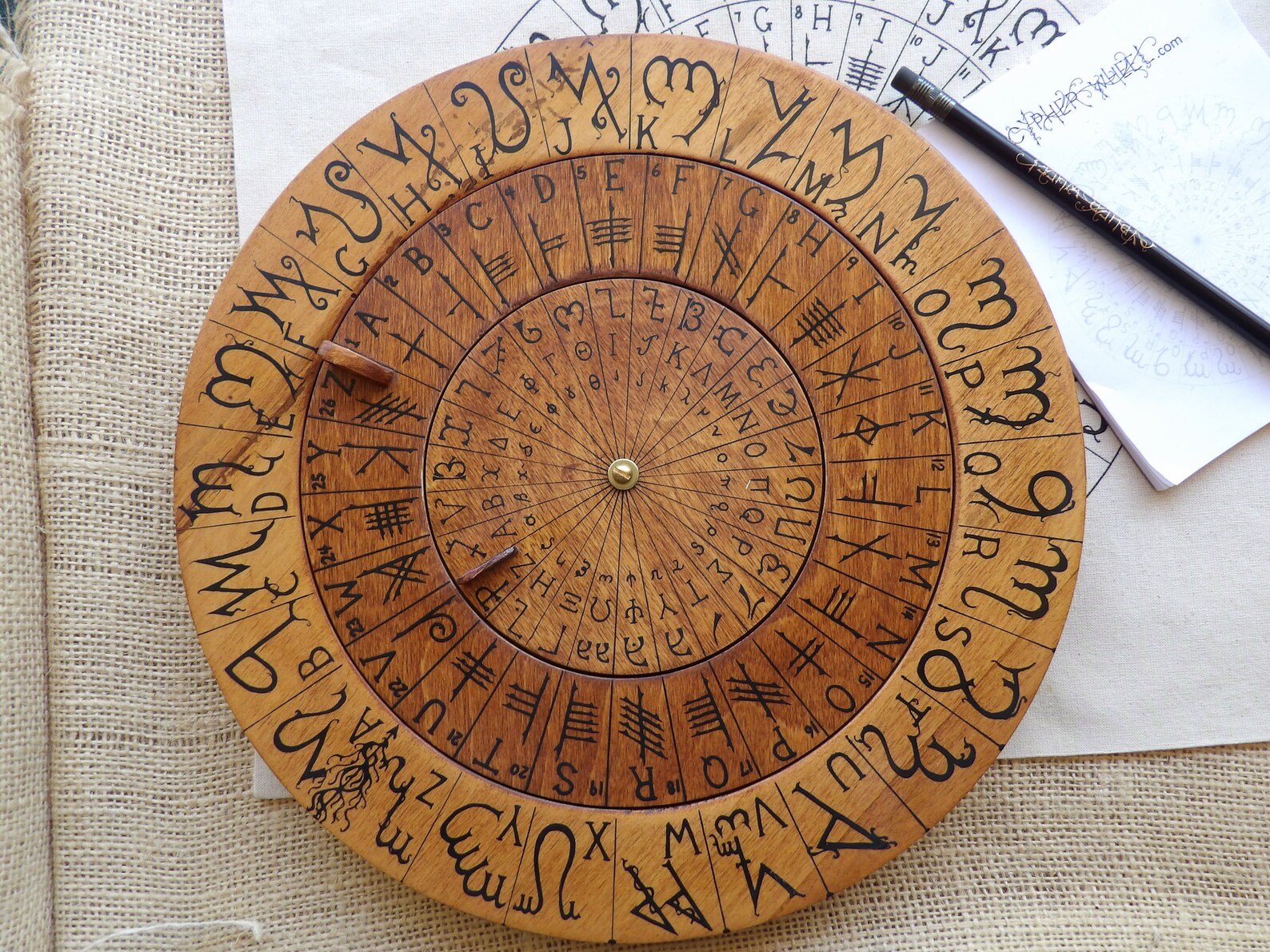 Cypher Wheel Cipher Wheel Theban Ogham Enochian Runes | Etsy Canada