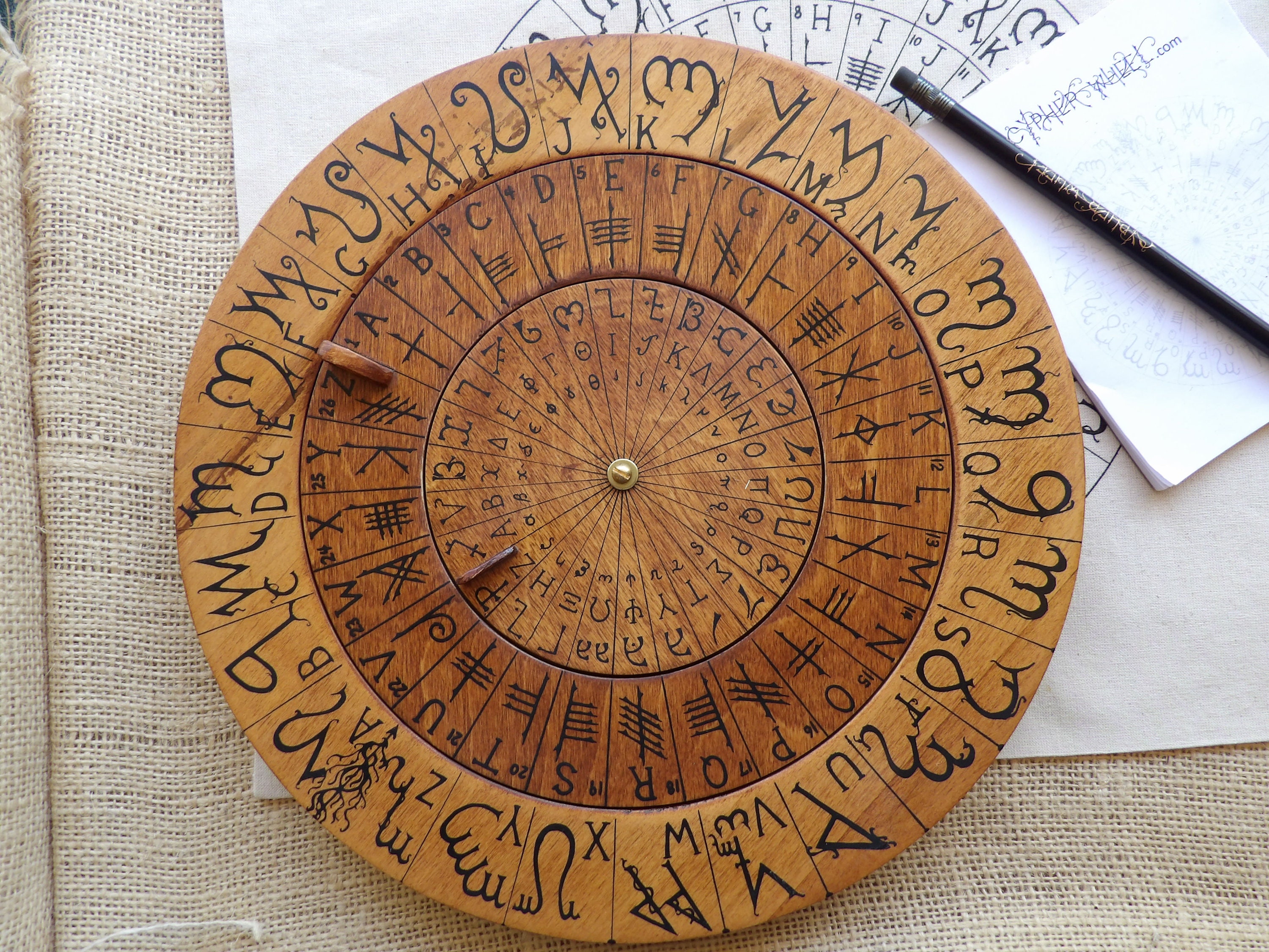 Cypher Wheel Cipher Wheel Theban Ogham Enochian Runes | Etsy Canada