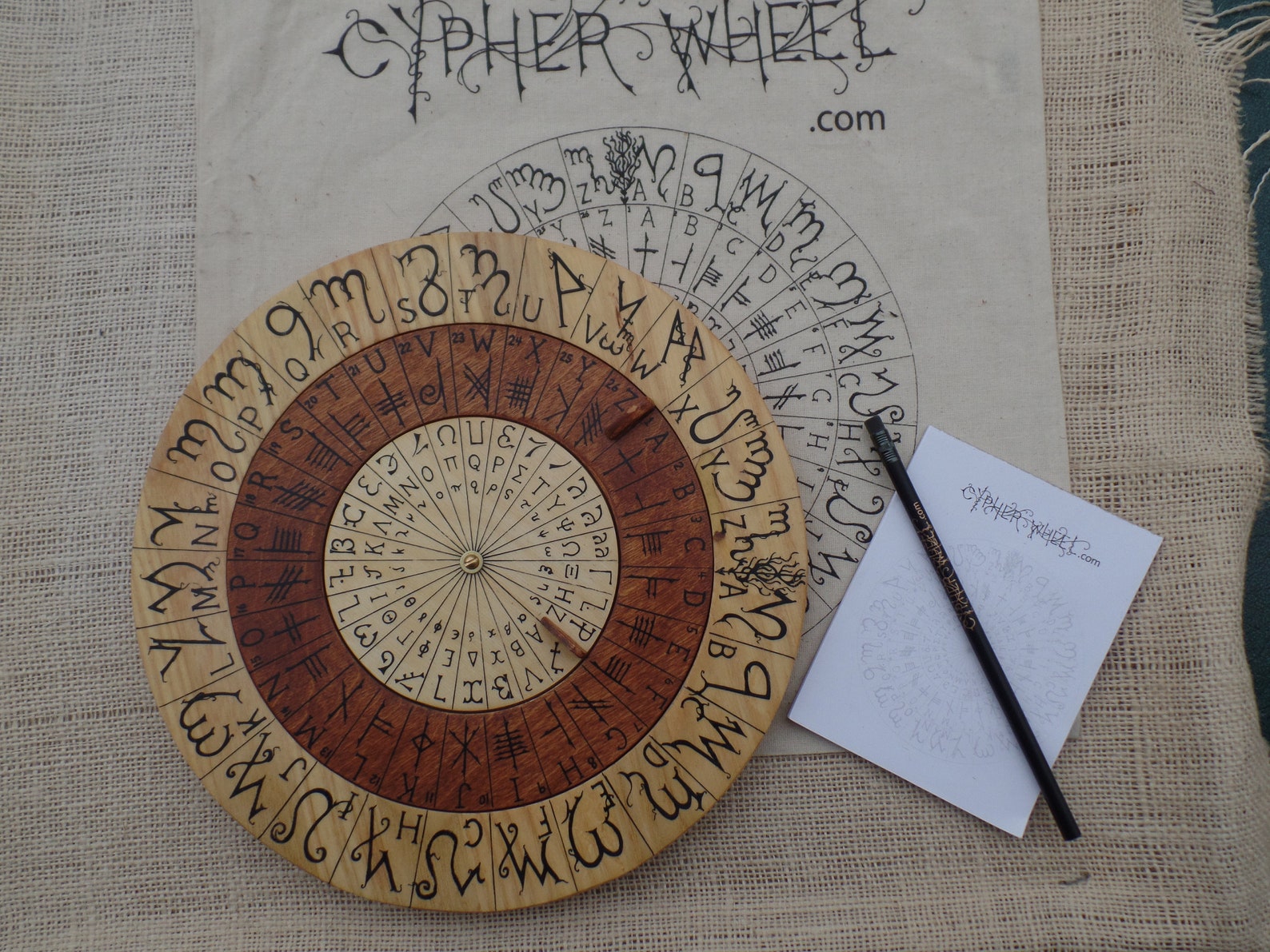 Cypher Wheel Cipher Wheel Wood with Theban Ogham Enochian | Etsy