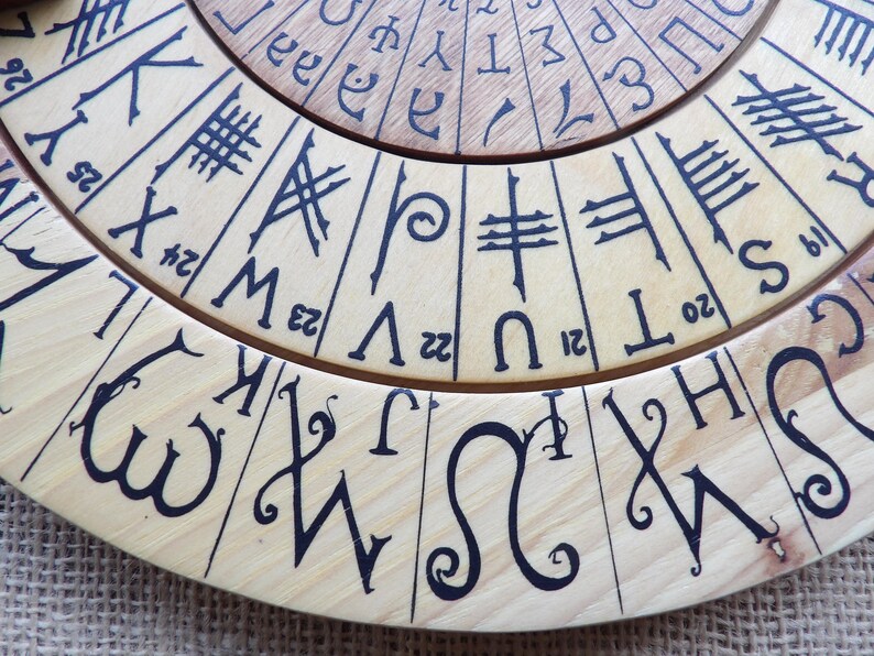 Handcrafted Wooden Cipher Wheel: Secret Code Decoder, Renaissance Fair ...