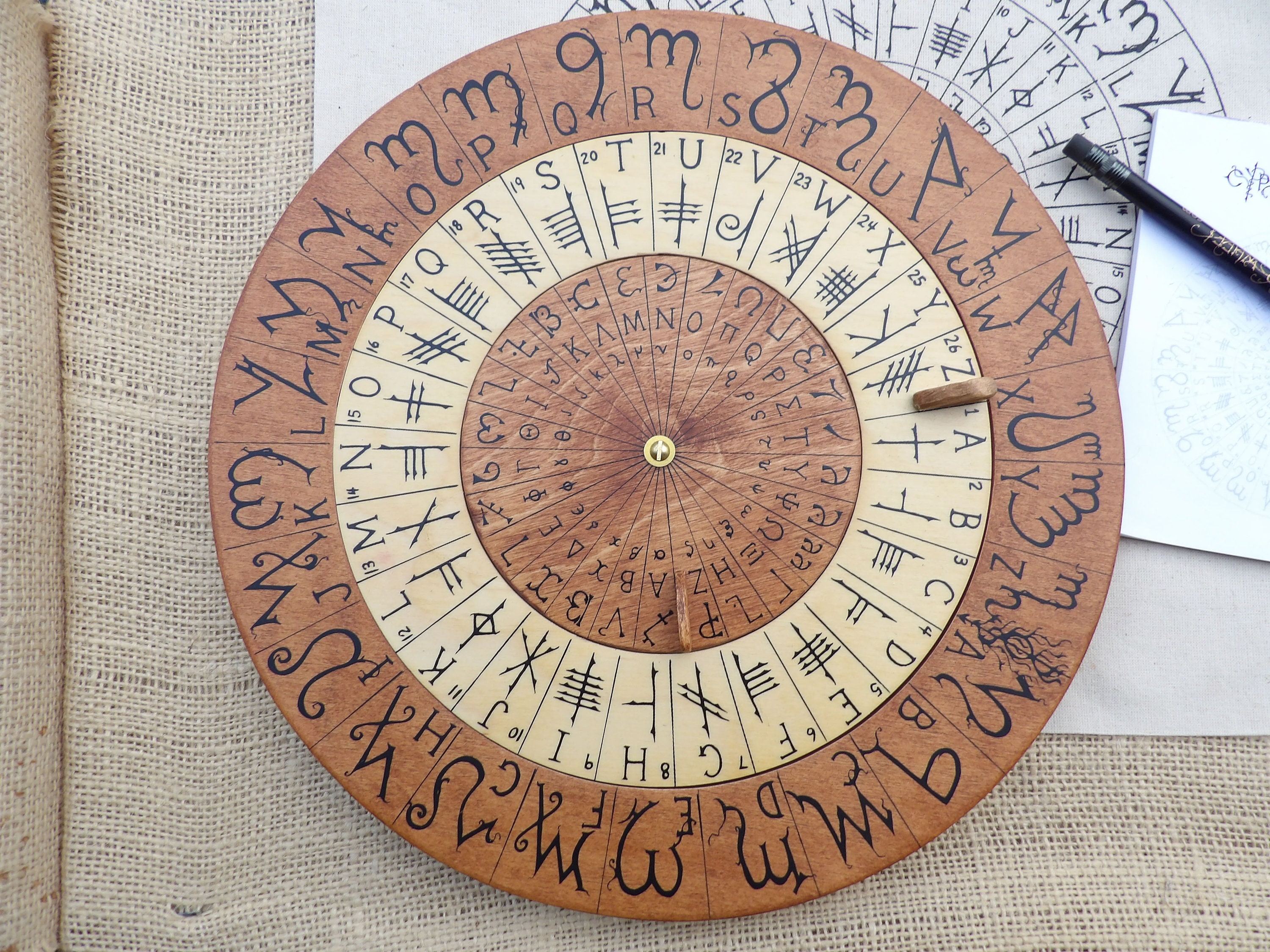 Cypher Wheel Cipher Wheel Theban Ogham Enochian Runes - Etsy