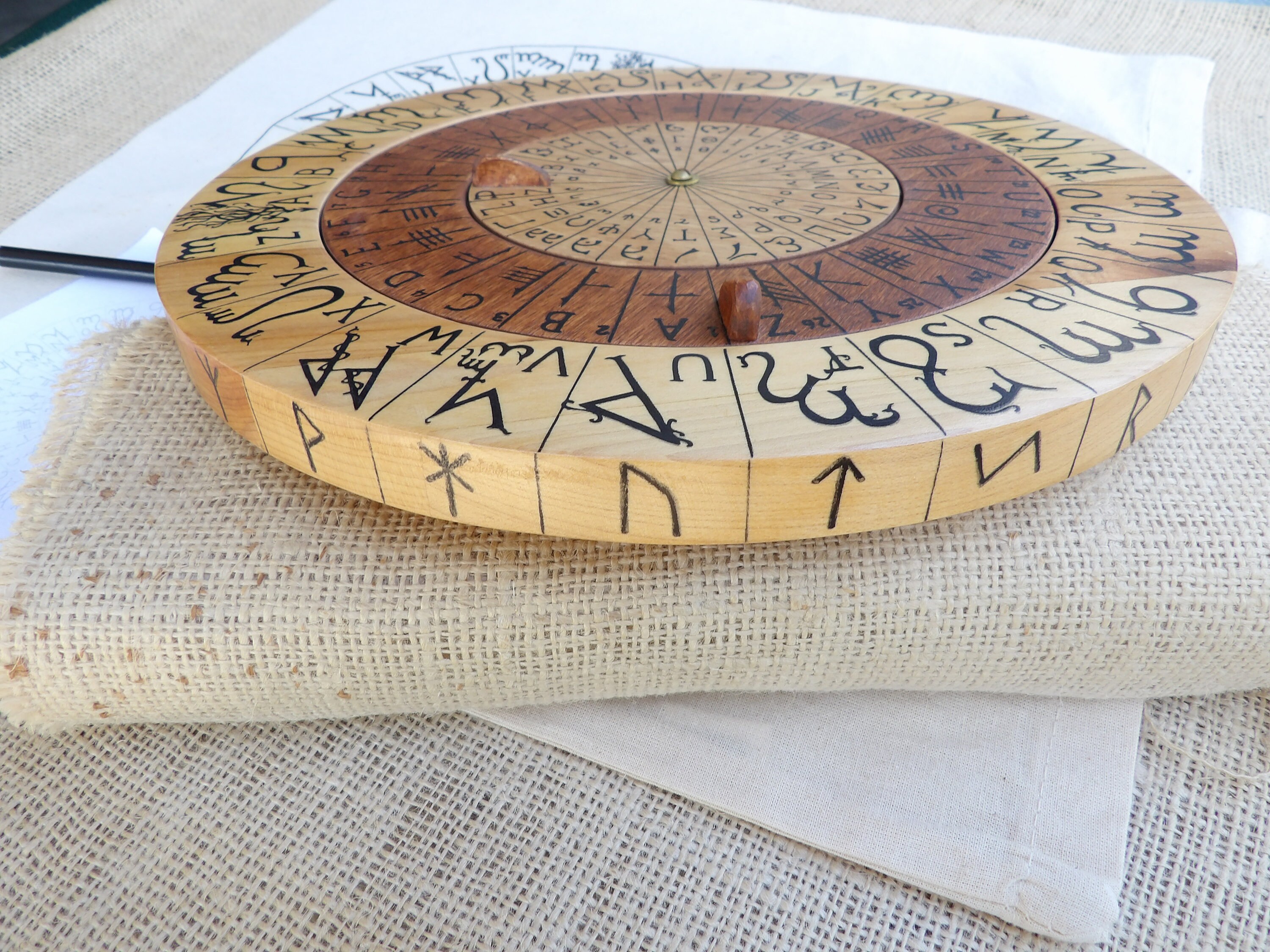 Cypher Wheel Cipher Wheel Wood with Theban Ogham Enochian | Etsy