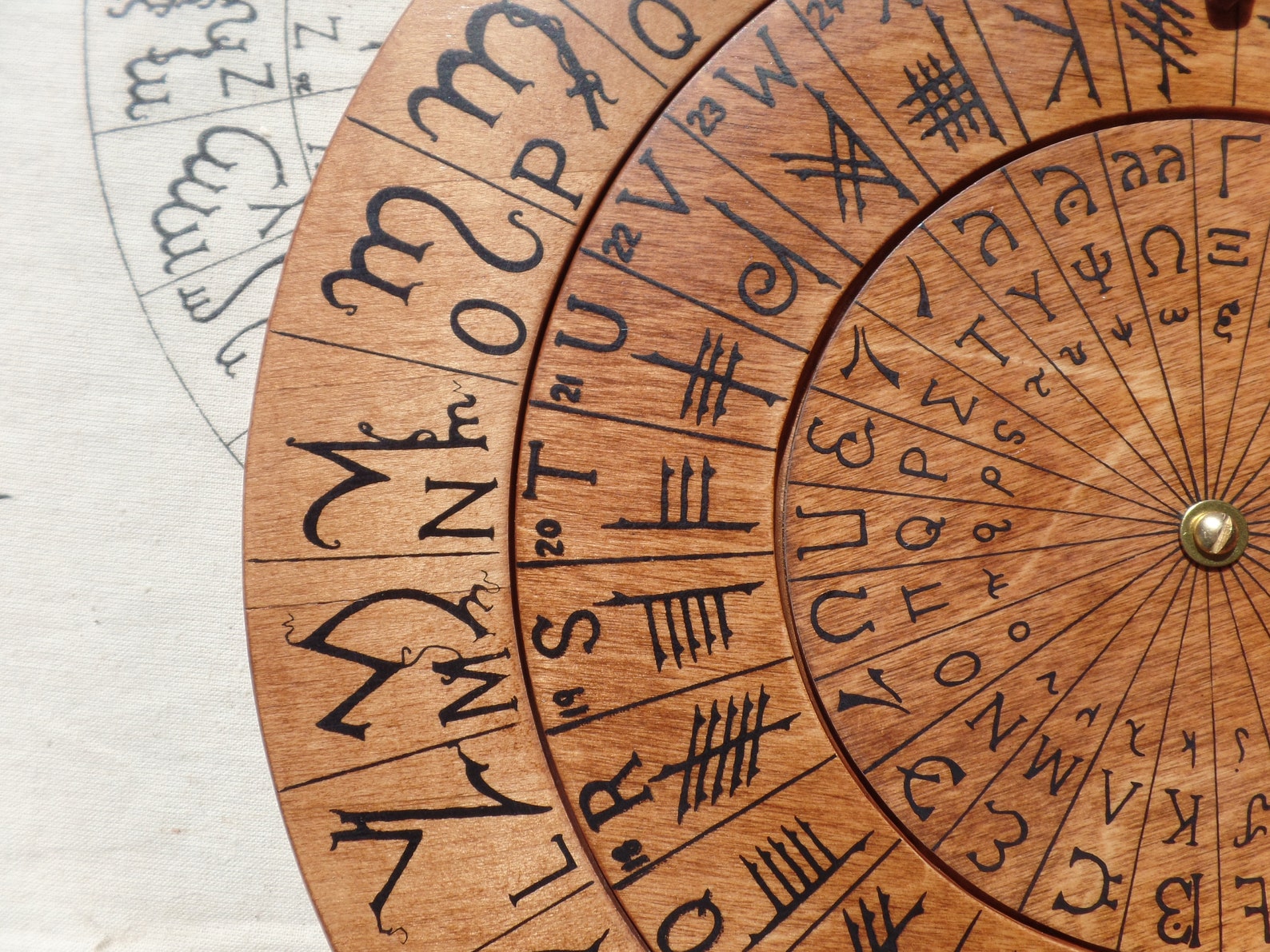 Cypher Wheel Cipher Wheel Theban Ogham Enochian Runes | Etsy