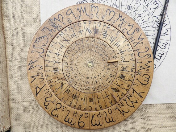 Cypher Wheel Cipher Wheel Theban Ogham Enochian Runes | Etsy