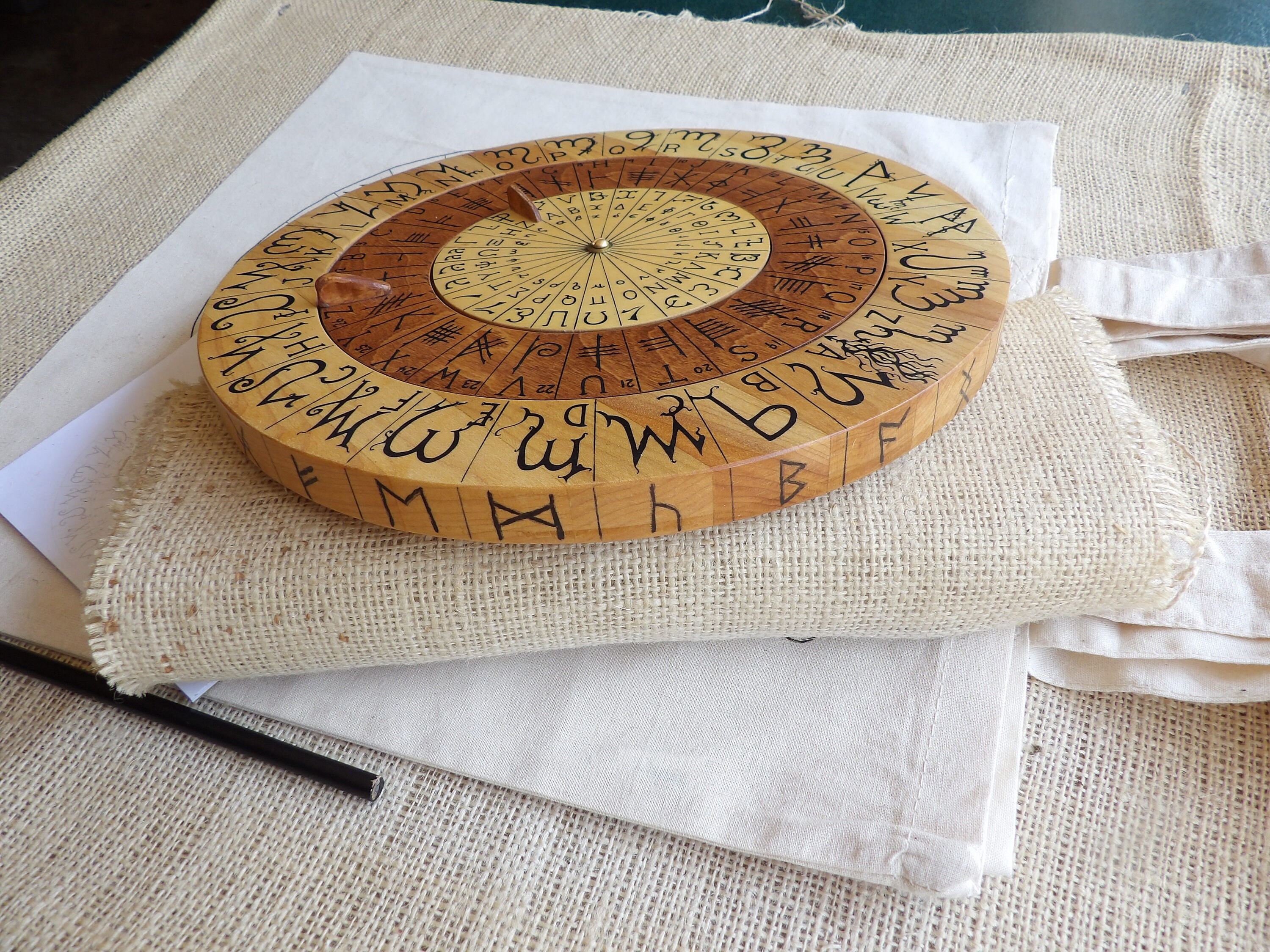 Cypher Wheel Cipher Wheel Wood with Theban Ogham Enochian | Etsy