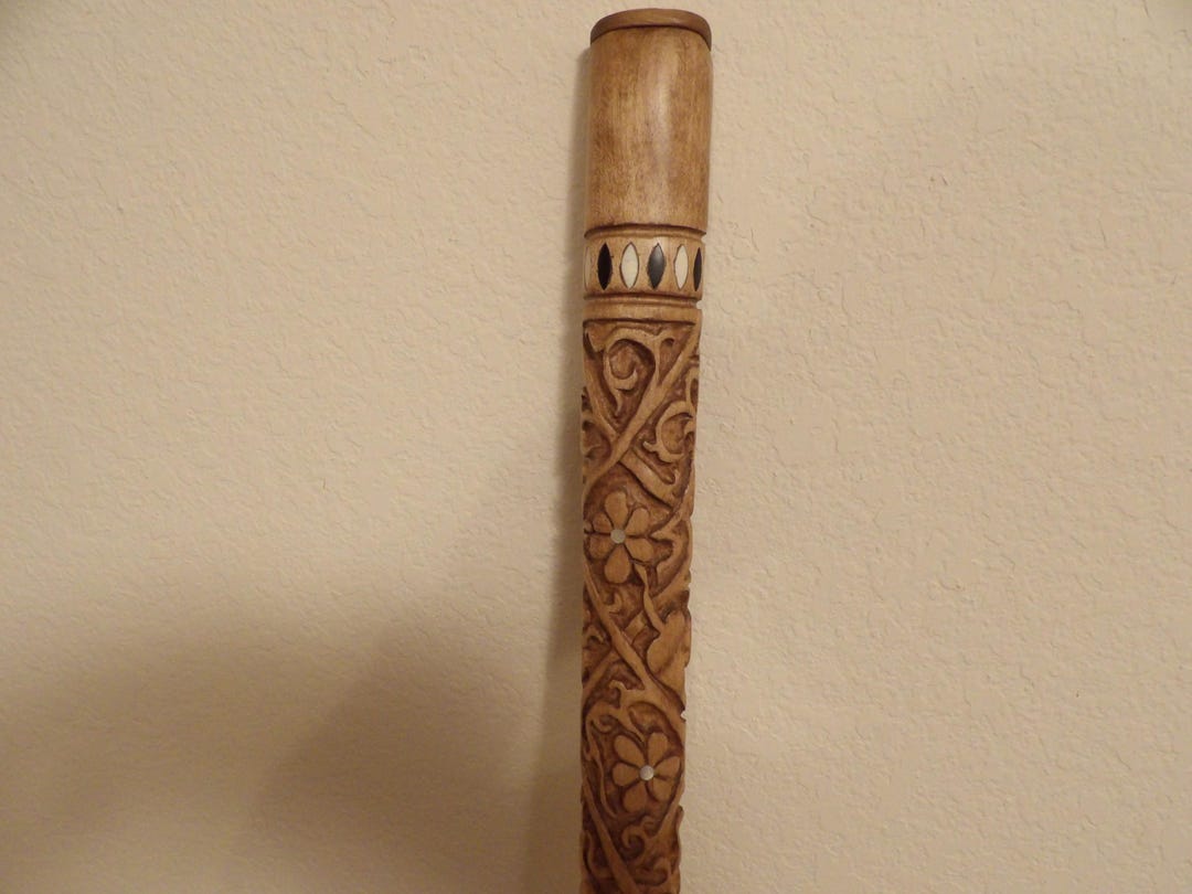 Hand Carved Walking Stick Cane With Kinetic Marble Roller Carved in the ...