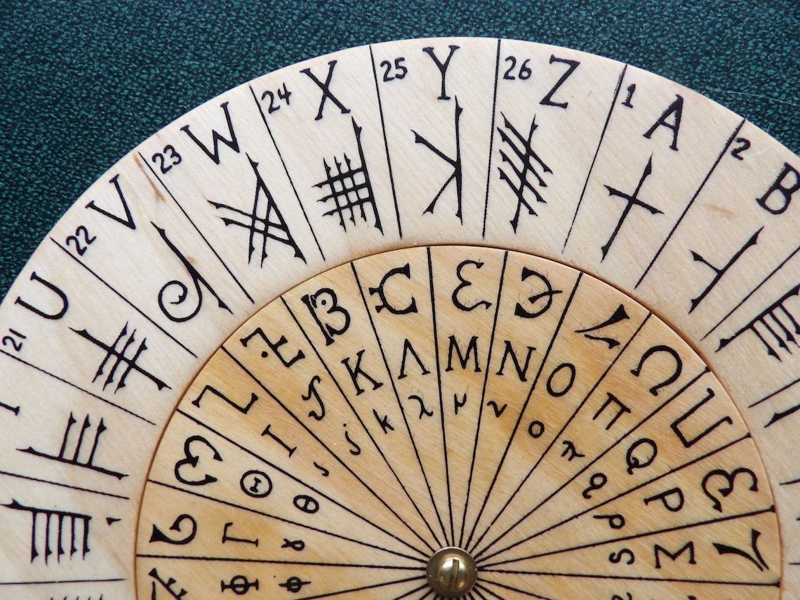 Cypher Wheel Cipher Wheel Ogham Enochian Koine Greek Secret | Etsy