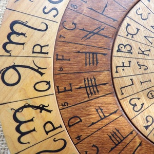 Cypher Wheel, Cipher Wheel, Wood With Theban, Ogham, Enochian, & Celtic ...