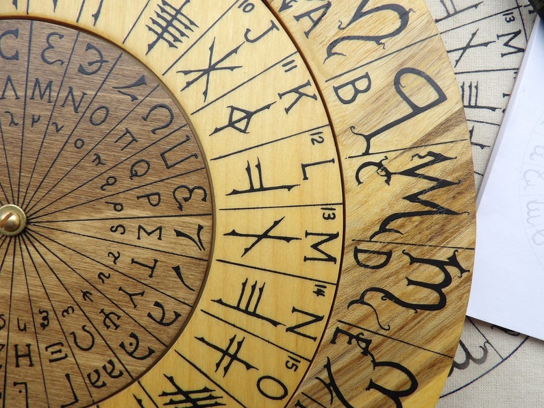Cipher Wheel Cypher Wheel Wood Theban Ogham Enochian Rune | Etsy