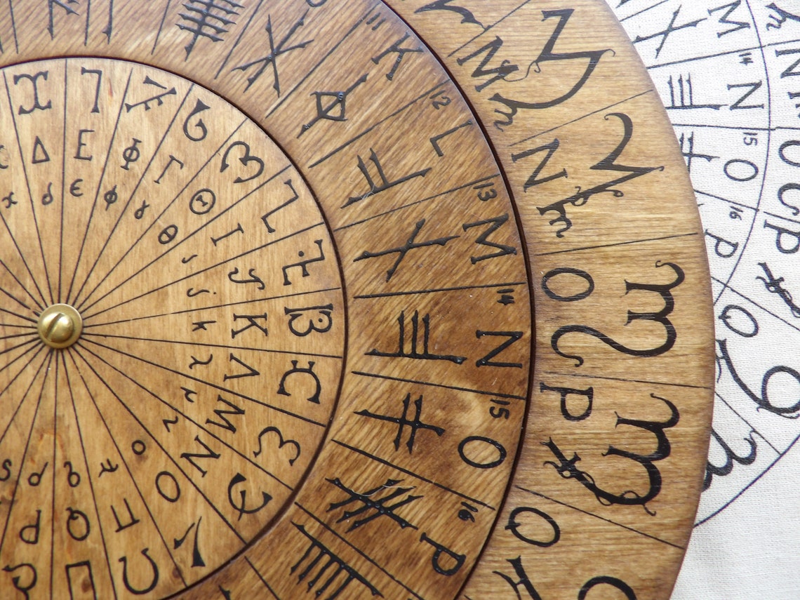 Cypher Wheel Cipher Wheel Theban Ogham Enochian Runes - Etsy UK