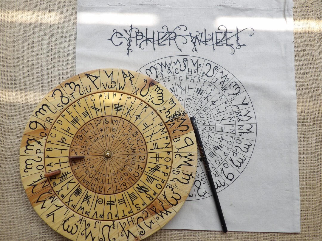 Handcrafted Wooden Cipher Wheel: Secret Code Decoder, Renaissance Fair ...