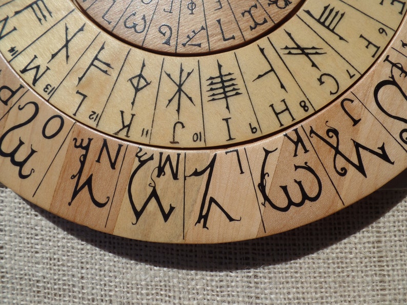Cypher Wheel Cipher Wheel Wood Theban Ogham Enochian & | Etsy