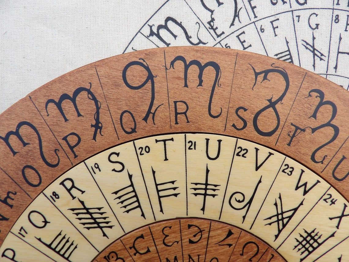 Cypher Wheel Cipher Wheel Theban Ogham Enochian Runes | Etsy