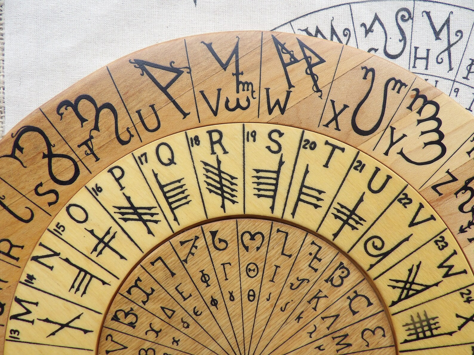 Cypher Wheel Cipher Wheel Wood Theban Ogham Enochian & | Etsy