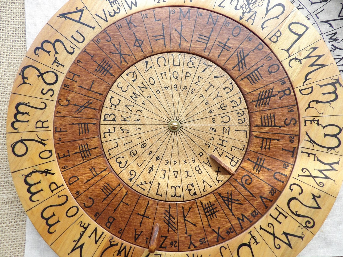Cypher Wheel Cipher Wheel Wood With Theban Ogham Enochian - Etsy