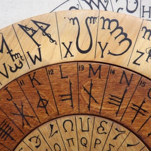 Cypher Wheel, Cipher Wheel, Wood With Theban, Ogham, Enochian, & Celtic ...